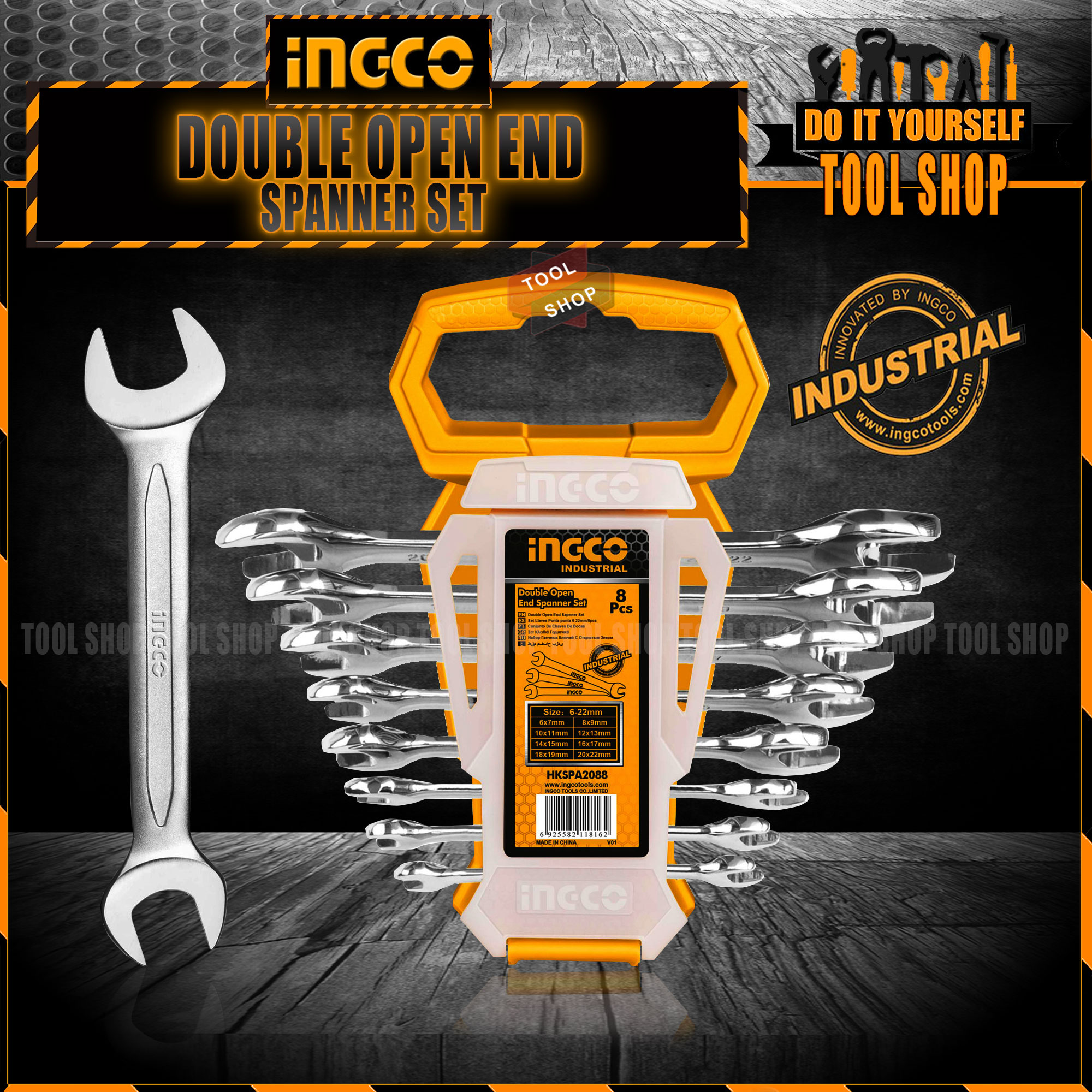 INGCO 8 Pcs Double Open End Spanner Set HKSPA2088 Tool Shop