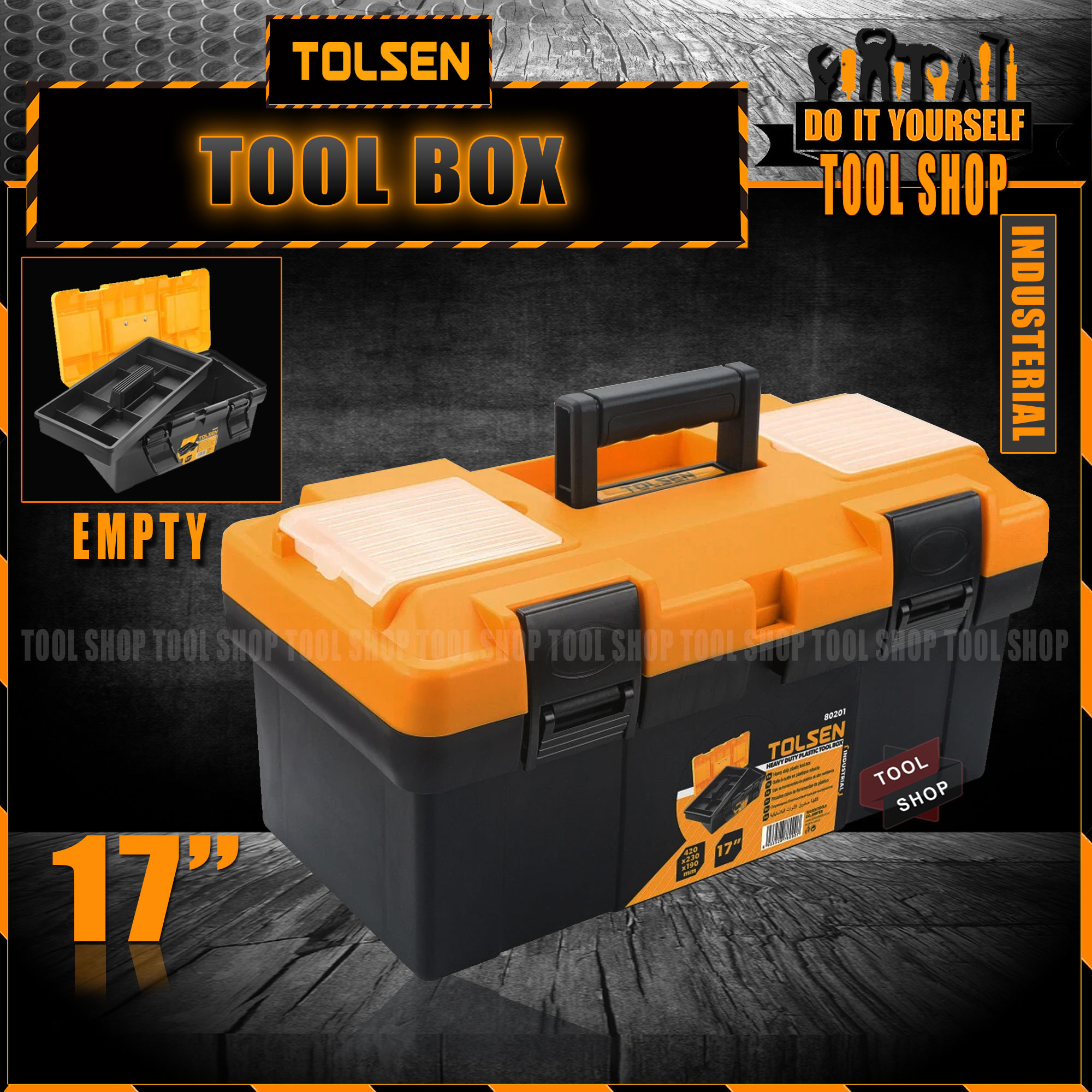 Tolsen Plastic Tool Box 13" (340x180x130mm) 80190 – Toolshop.pk