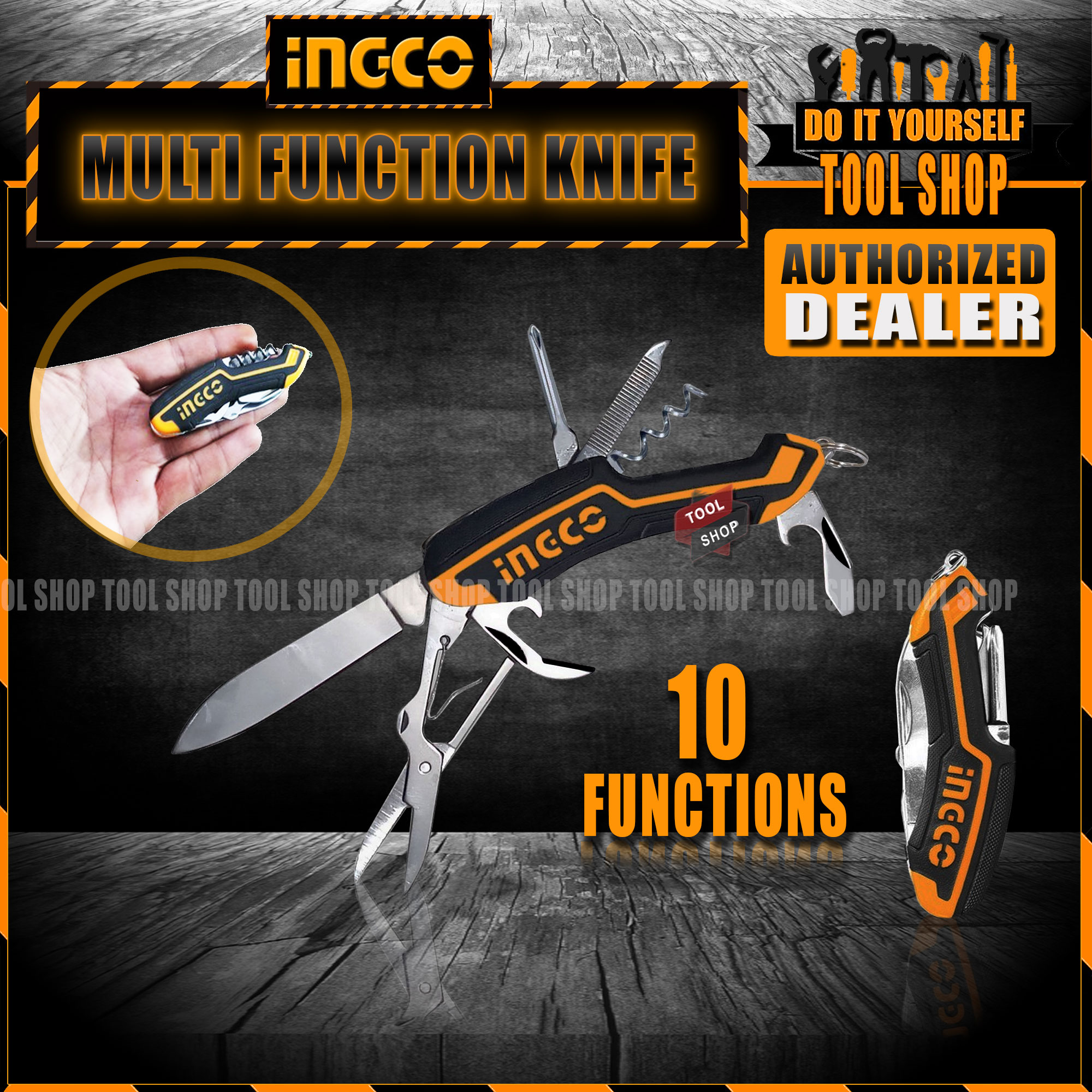 Ingco Folding Multi-Function Knife 10 Function HMFK8108 Tool Shop