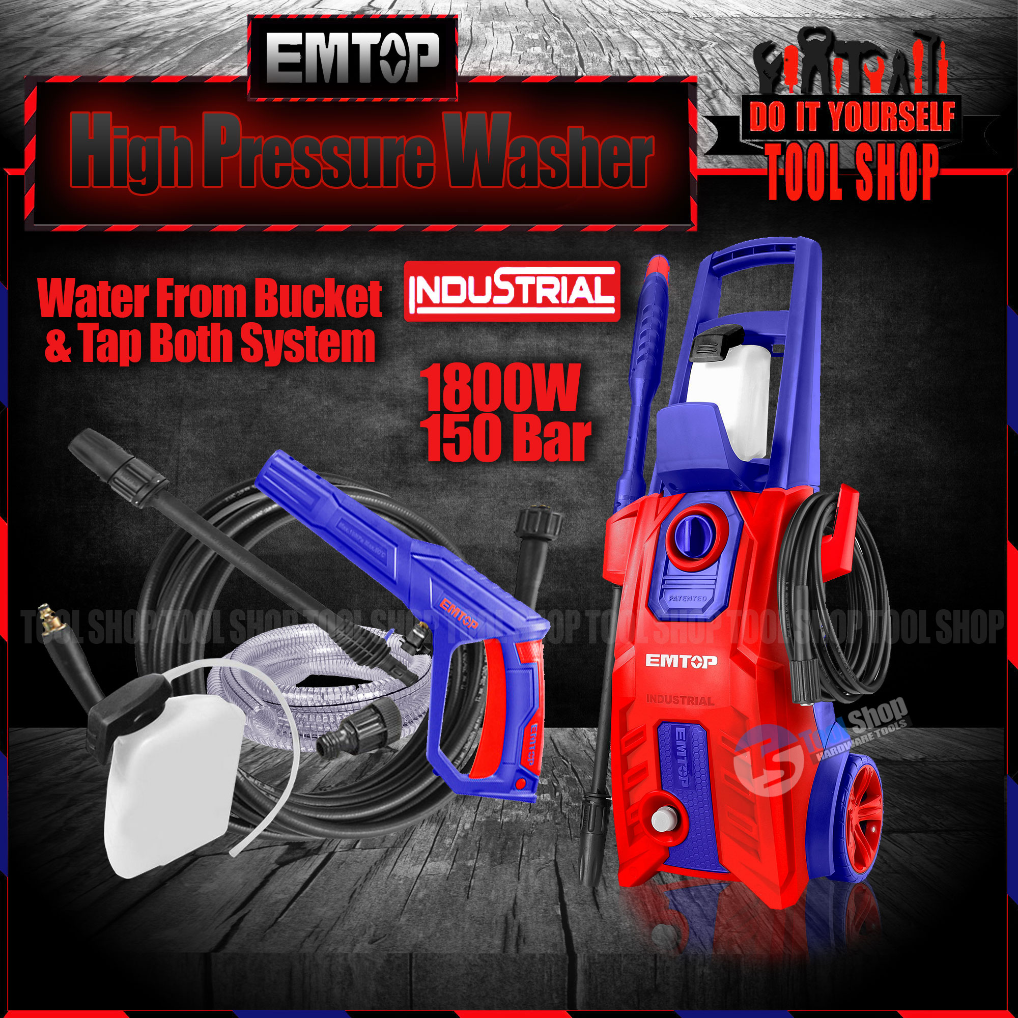 EMTOP Pressure Washer 1800W-150Bar EHPW1801 – Tool Shop