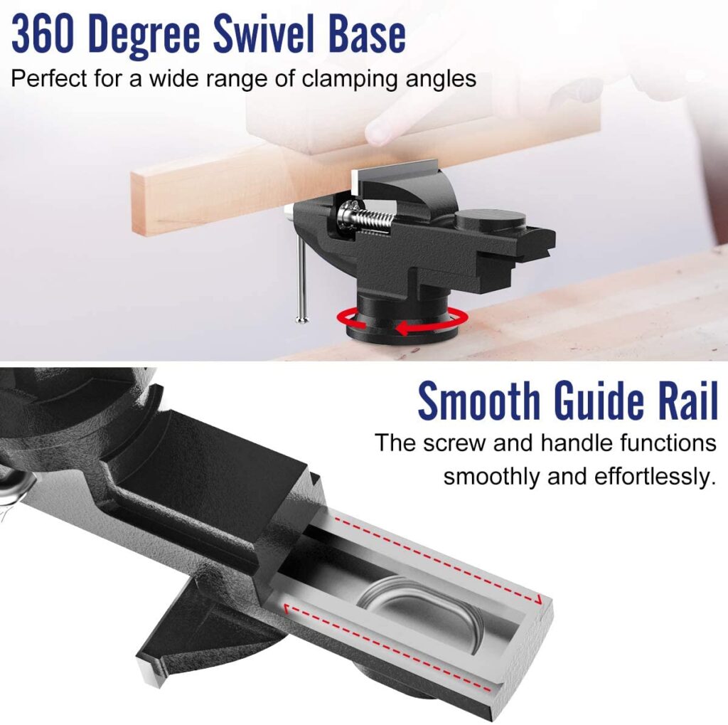 2'' Jaws Table Bench Top Vise Vice Swivel Base with Anvil Tool Shop
